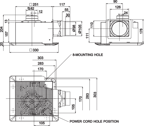 VD-10Z4T6-S : Ducted Exhaust Ventilation Fan with White Plastic Grille ...